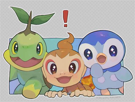 Piplup Turtwig And Chimchar Pokemon Drawn By Kikuyoshi Tracco Danbooru