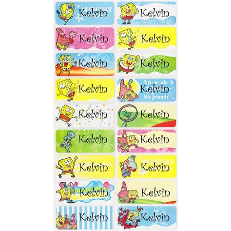 Jual Sticker Label Nama Waterproof Spongebob Shopee Indonesia
