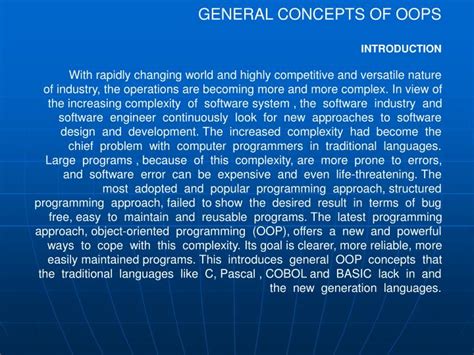 Ppt Introduction To Object Oriented Programming Concepts Powerpoint Presentation Id