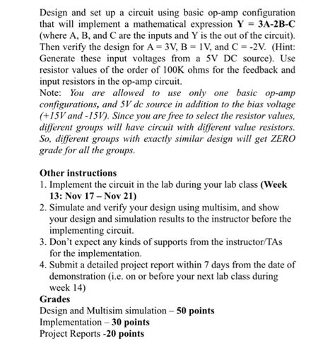 Solved Design And Set Up A Circuit Using Basic Op Chegg Com