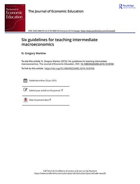 Six Guidelines For Teaching Intermediate Macroecon Full Terms Conditions Of Access And Use