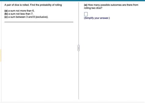 Solved A How Many Possible Outcomes Are There From Rolling