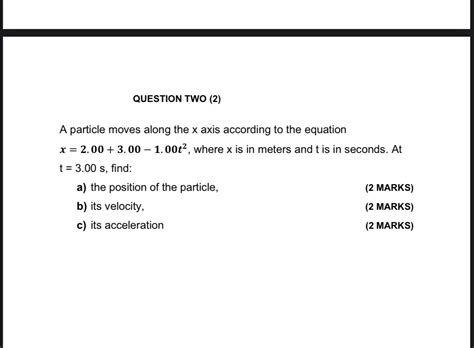 Solved A Particle Moves Along The X Axis According To The Chegg