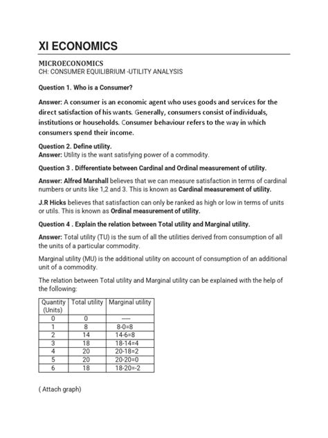Ch3 Consumer Equilibrium Utility Analysis Pdf Utility Marginal Utility