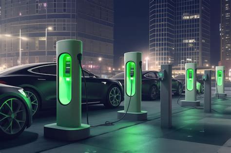 Electric Vehicle Charging Station In A Cityscape Ai Generated Premium Ai Generated Image