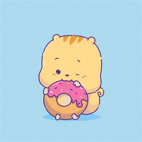 Premium Vector Cute Squirrel Eating Donuts