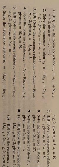 Answered 6 Solve The Recurrence Relation An 5a 1 6an 2 Bartleby