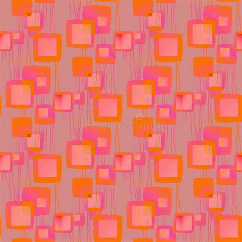 Regular Intricate Squares Pattern With Wavy Lines Pink Orange Violet
