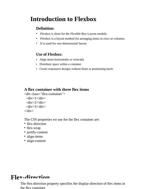 Introduction To Flexbox Pdf