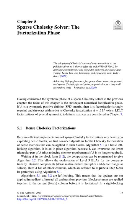 Pdf Sparse Cholesky Solver The Factorization Phase