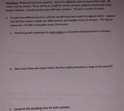 Answered Directions Read Each Question Carefully Show All Algebraic