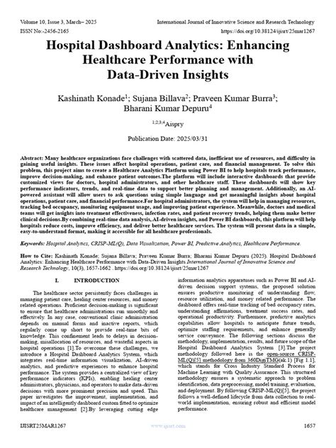 Hospital Dashboard Analytics Enhancing Healthcare Performance With Data Driven Insights Pdf