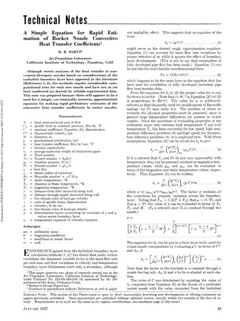 A Simple Equation For Rapid Estimation Of H Bartz Rocket Engine Boundary Layer