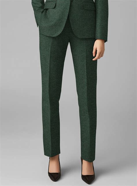 Womens Bottle Green Herringbone Tweed Suit Studiosuits