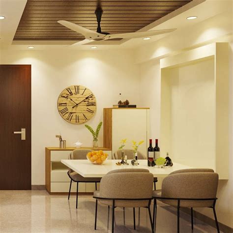 Spacious Wooden Ceiling Design For Dining Room Livspace