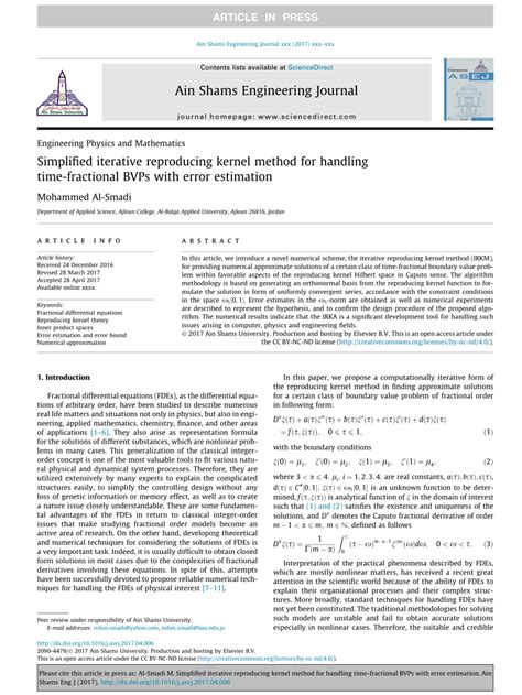 Pdf Simplified Iterative Reproducing Kernel Method For Handling Time Fractional Bvps With