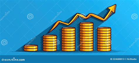 A Stack Of Coins Is Shown With A Line Going Up Indicating A Rise In