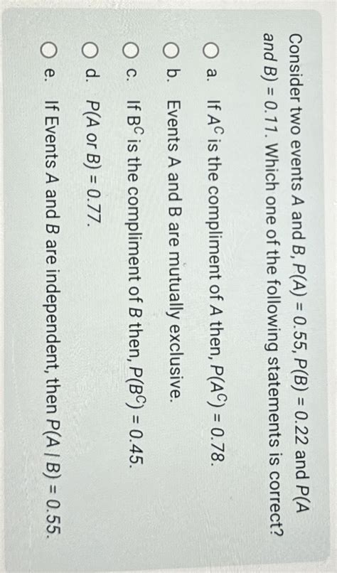 Solved Consider Two Events A And Bpa055pb022 ﻿and