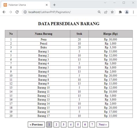 cara membuat pagination penomoran halaman pada pemrograman php blog