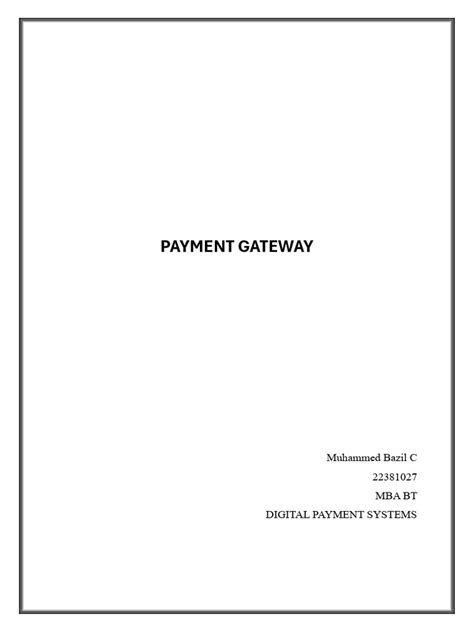 Digital Payment System Pdf Payments Service Industries