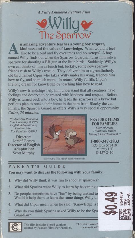 Willy The Sparrow Feature Films For Families 1993 Tape Free Download