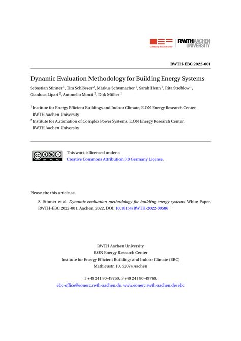 PDF Dynamic Evaluation Methodology For Building Energy Systems