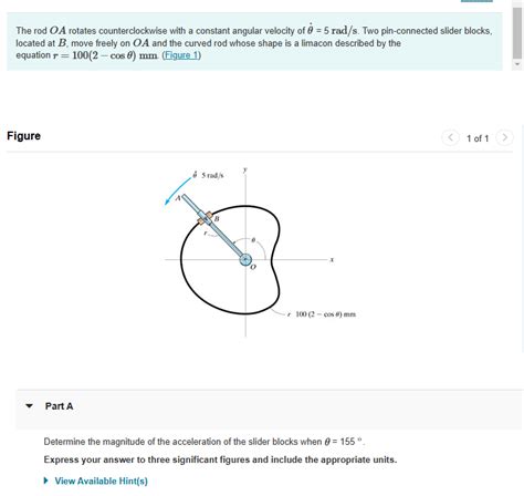Solved The Rod Oa Rotates Counterclockwise With A Constant