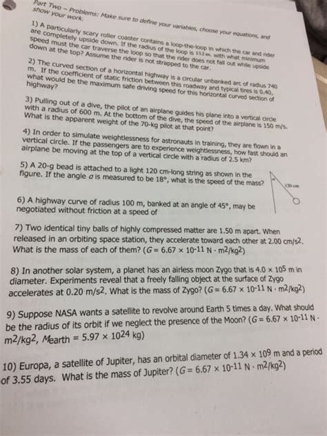 Solved Part Two Problems Make Sure To Define Your