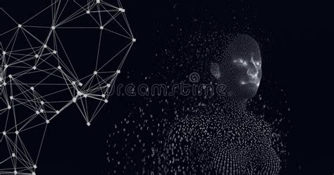 Composition Of Female Bust Formed With Binary Coding And Network Of