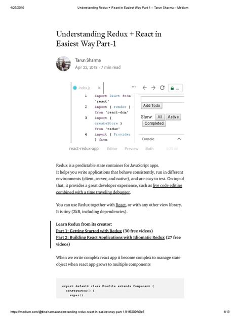 Understanding Redux React In Easiest Way Pdf Pdf Mobile App Application Software