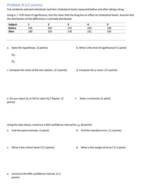 Solved Problem 8 12 Points Five Randomly Selected Chegg Com
