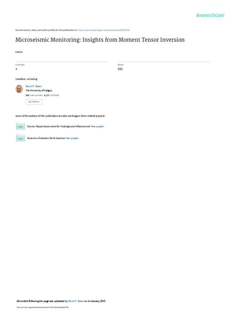 Microseismic Monitoring Insights From Moment Tensor Inversion Pdf Moment Magnitude Scale