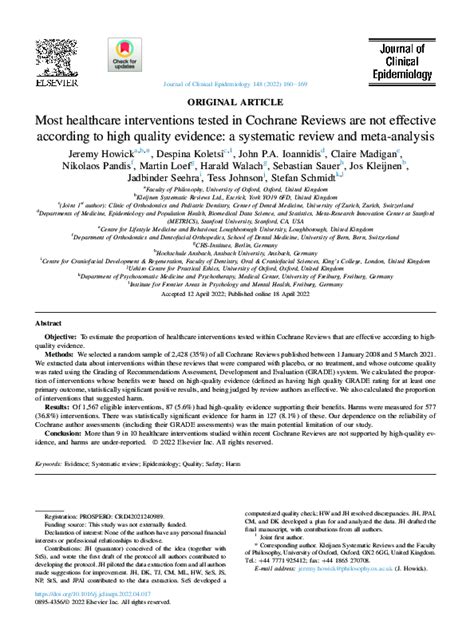 Pdf Most Healthcare Interventions Tested In Cochrane Reviews Are Not