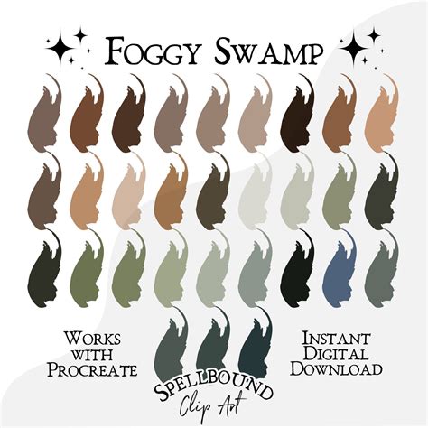 Procreate Color Palette Earth Tones Color Swatches Ipad Procreate Tools Commercial Use Forest