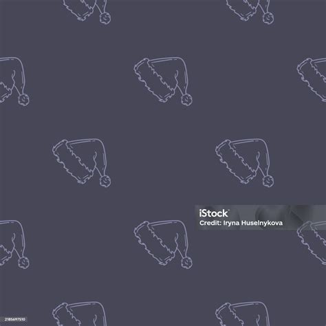 크리스마스와 새해 완벽 한 패턴 와 산타의 모자 디자인 장식 포장지 인쇄를 위한 밝은 패턴이 있는 어두운 배경 12월에 대한 스톡 벡터 아트 및 기타 이미지 Istock