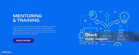 멘토링 및 교육 관련 라인 스타일 배너 디자인 웹 페이지 헤드 라인 브로셔 연례 보고서 및 도서 표지 교육에 대한 스톡 벡터 아트 및 기타 이미지 Istock