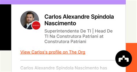 Carlos Alexandre Spindola Nascimento Superintendente De Ti Head De Ti Na Construtora