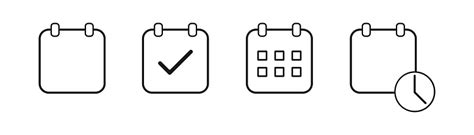 칼렌더 아이콘입니다 달력 플래너 아이콘 컬렉션입니다 알림 주최자 이벤트 표지판 일정 알림 아이콘입니다 사업 계획 일정 스톡 벡터 검은색에 대한 스톡 벡터 아트 및 기타