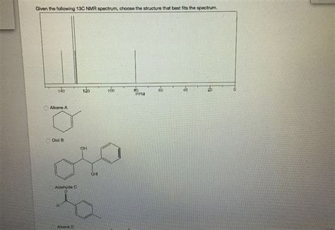 Solved Given The Following C NMR Spectrum Choose The Chegg Com