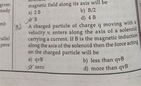 A Charged Particle Of Charge Q Moving With A Velocity V Enters Along The
