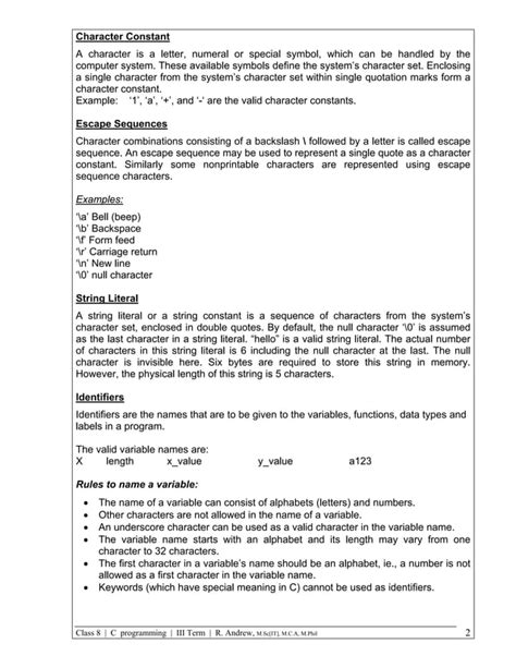 C Programming Class 8 Iii Term Pdf Programming Languages