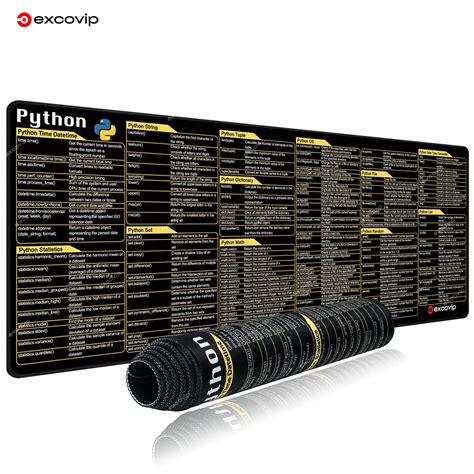 Exco Python Programing Mouse Pad Large Shortcuts Cheat Sheet Keyboard