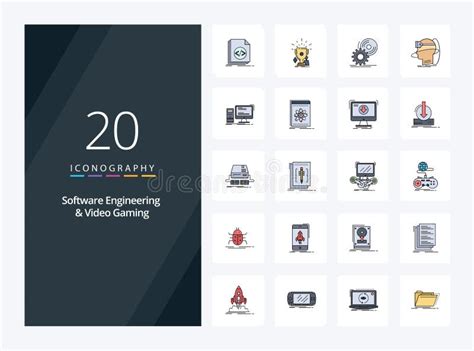 20 Software Engineering And Video Gaming Line Filled Icon For Presentation Stock Vector