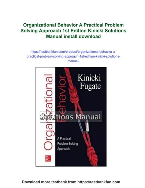 Organizational Behavior A Practical Problem Solving Approach 1st Edition Kinicki Solutions