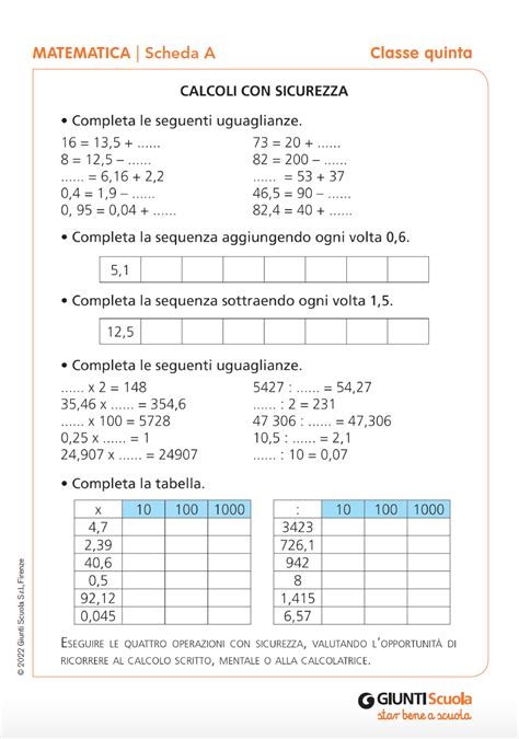 Schede Didattiche Di Matematica Per La Sesta Elementare Matematica