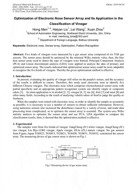 Optimization Of Electronic Nose Sensor Array And Its Application In The