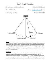 Simple Pendulum Lab Report Anandhu Nadackanal Student Author Anandhu Nadackanal Lab