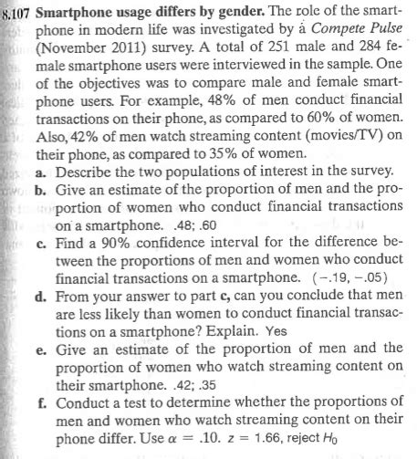 Solved 8107 Smartphone Usage Differs By Gender The Role Of