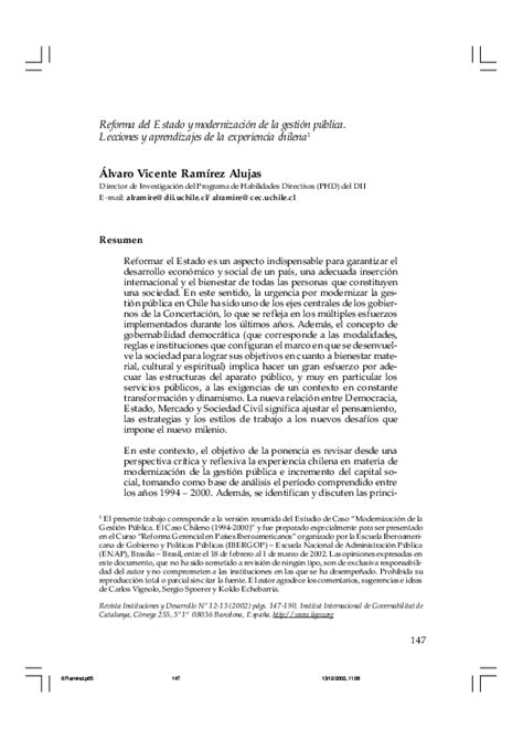 Pdf Reforma Del Estado Y Modernización De La Gestión Pública