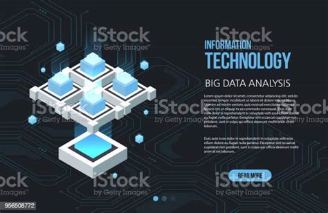 큰 데이터 처리 아이소메트릭 데이터 센터 벡터 정보 처리 및 저장의 개념 추상적인 기하학적 요소와 창의적인 그림 3차원 형태에 대한 스톡 벡터 아트 및 기타 이미지 Istock